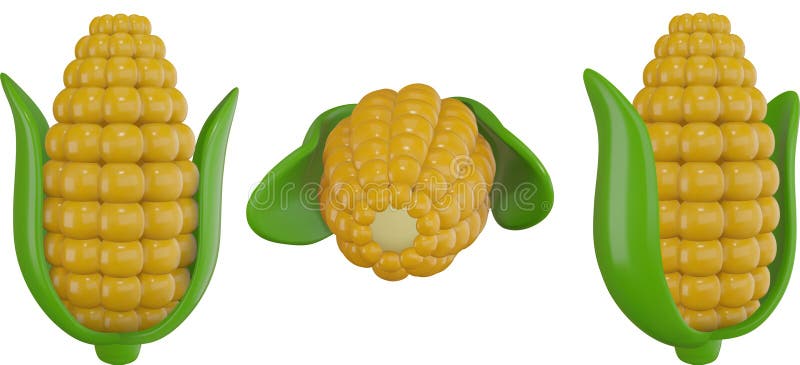Isolated 3d Stylized Corn Cob Stock Vector - Illustration of sweet ...