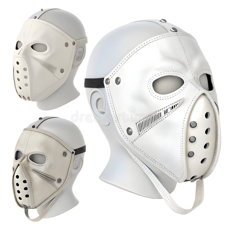 Isolated 3D Three Views Masks Isolated on White Background Stock ...