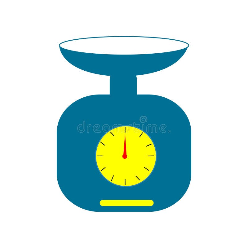 An Isolated Dark Blue and Yellow Kitchen Scale on White Stock Vector ...