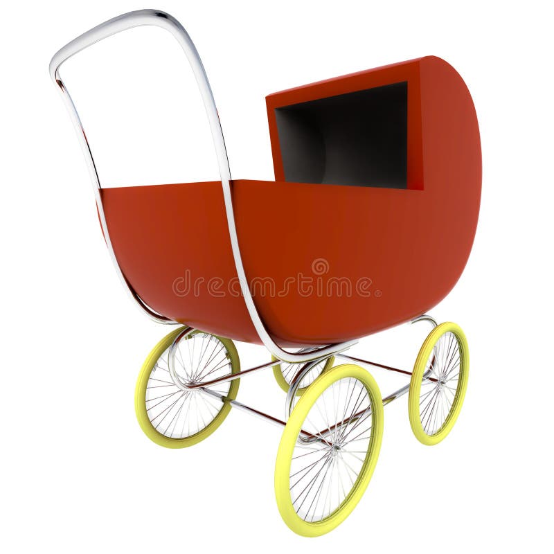Isolated Dark Red Baby Carriage Stock Illustration - Illustration of ...