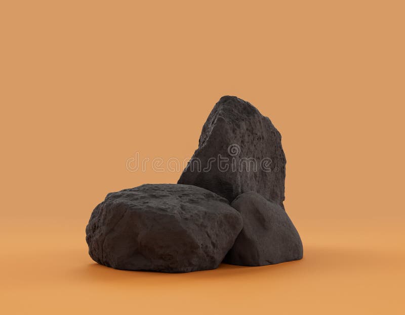 Isolated Dark Rocks in a Yellow Background for Product Displays with ...