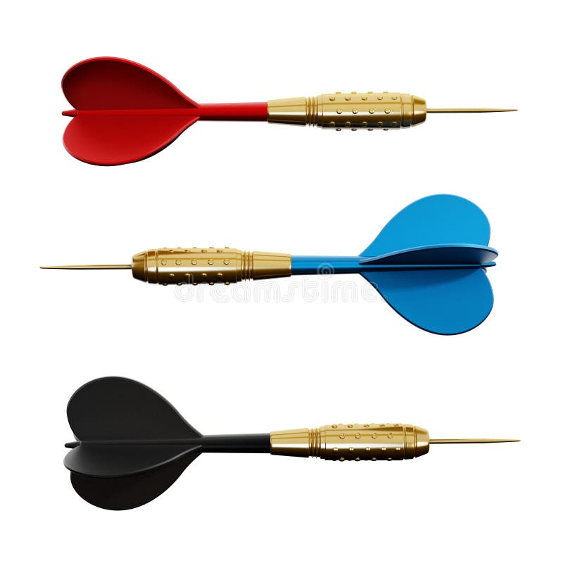 Three isolated darts stock photo. Image of object, shape - 28111460