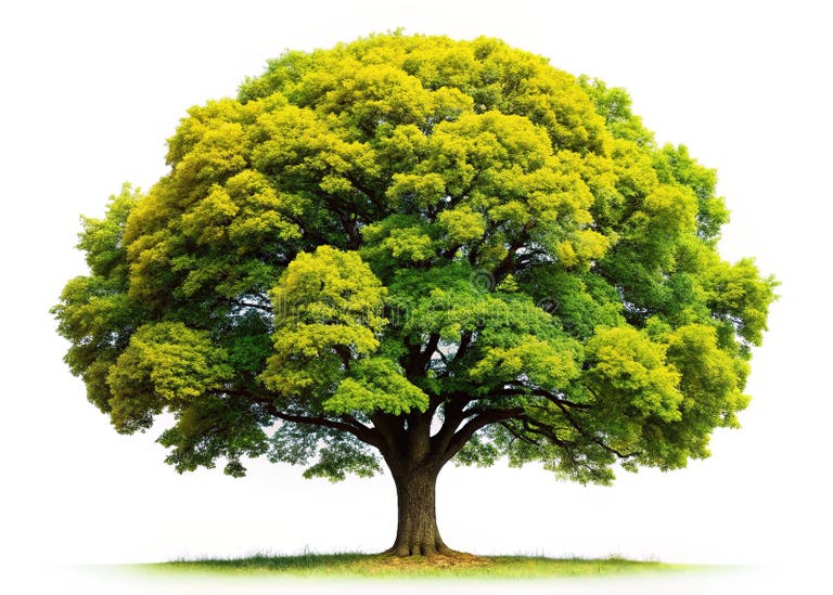 Isolated Deciduous Tree and Cluster of Old Trees on a White Background ...