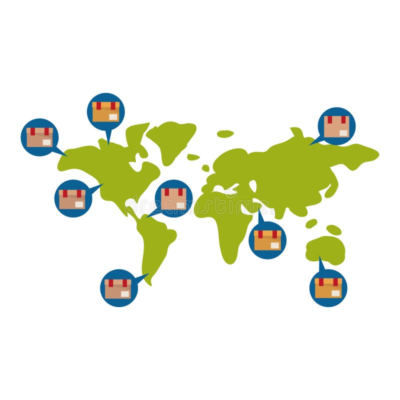 Isolated Delivery Package and World Design Stock Illustration ...