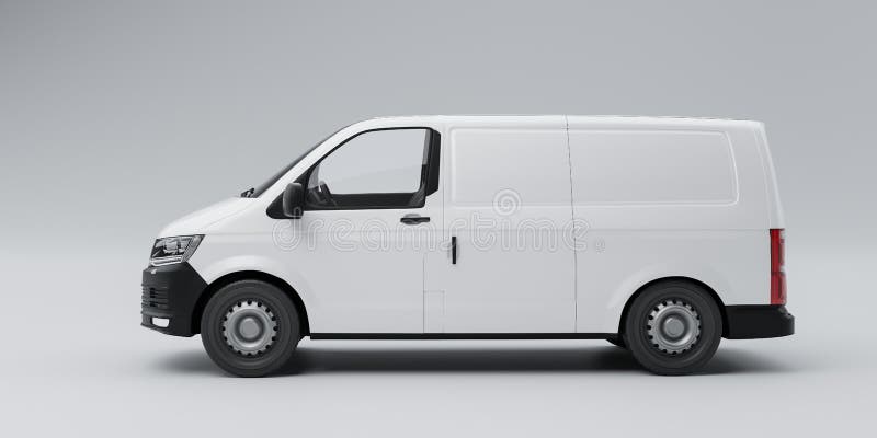 Isolated Delivery Van Side View Mock Up 3d Illustration Stock ...