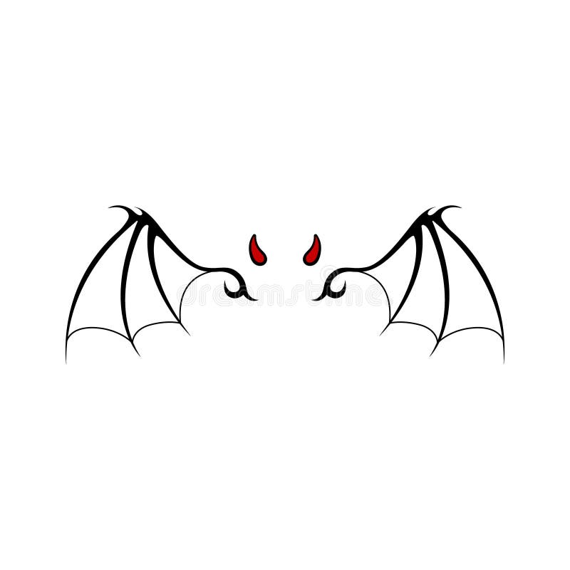 Devil Wings Tattoo. Demon Isolated Stencil. Black Gothic Drawing. Dark ...