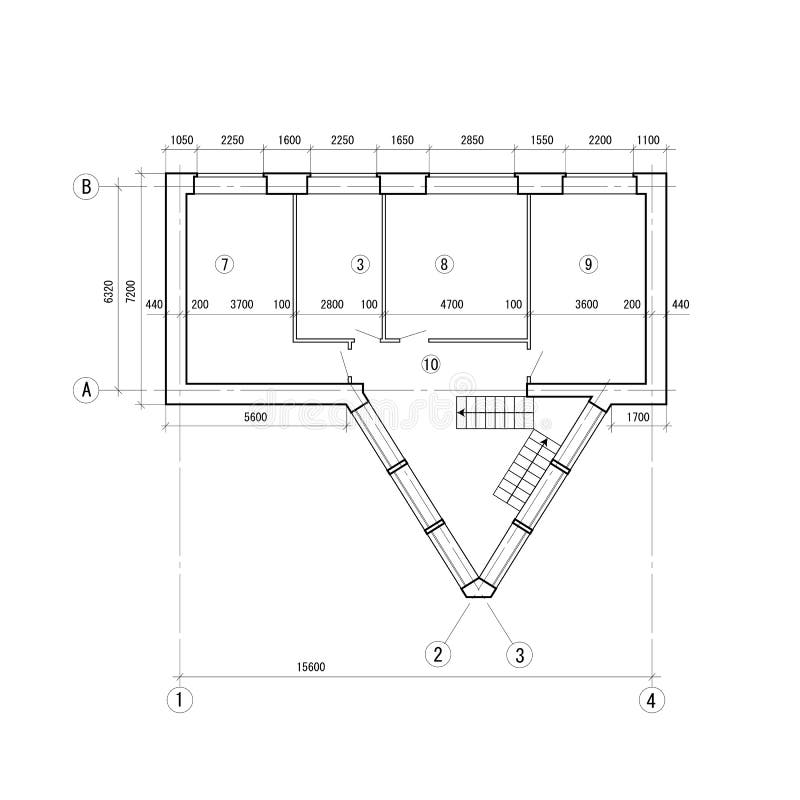 Isolated Design For A Building On White Background. Engeneering Line ...