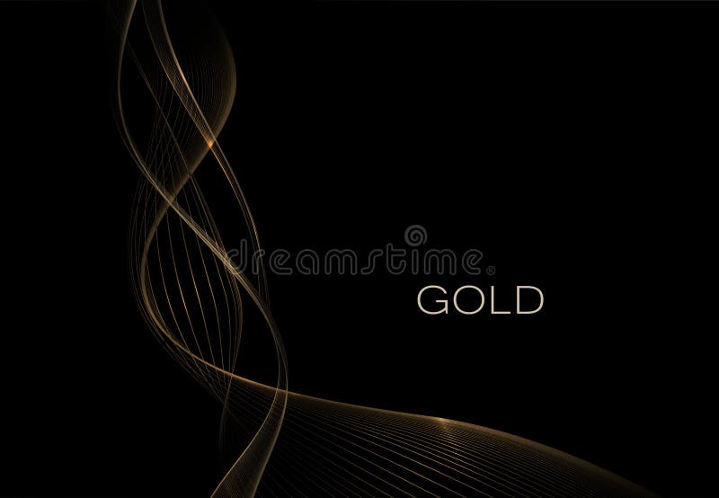 Isolated Design Element, Exquisite Wavy Golden Figure on Black ...