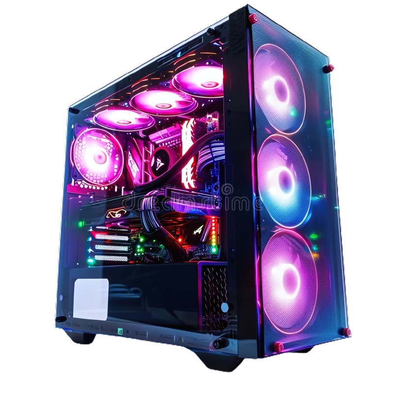 Desktop Computer Middle Size Tower with LED RGB Light on White ...