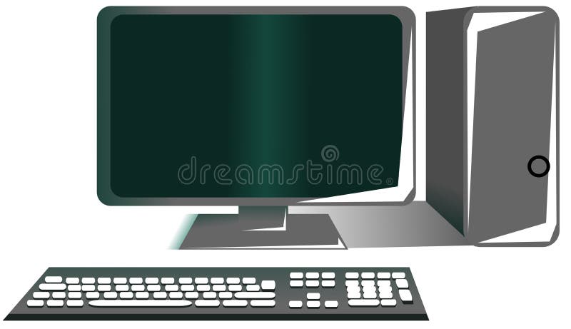 Isolated Computers Desktop in Blue Tones Stock Illustration ...