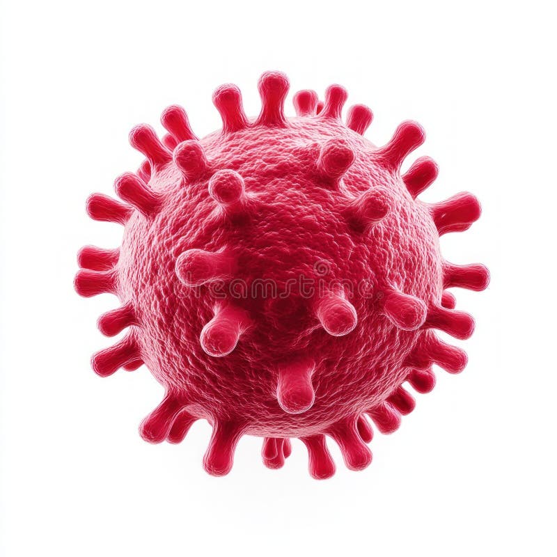 An Isolated, Detailed Illustration of a Red Virus Cell, with Spiky ...