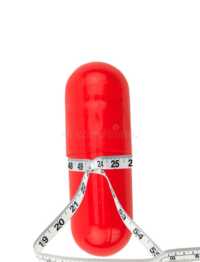 Isolated Diet Pill with Tape Measure Stock Image - Image of measurement ...