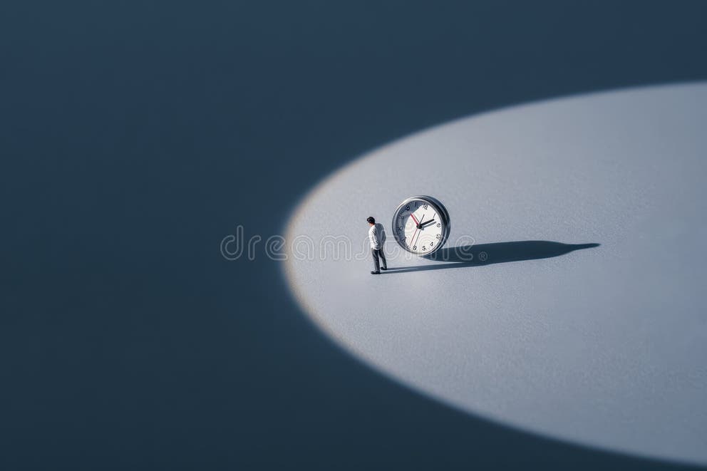 Isolated Digital Clock Casting Long Shadow on a Minimalistic Background ...