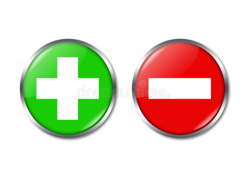 Isolated Digital Illustration of the Positive and Negative Sign Buttons ...