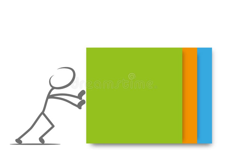 Isolated Digital Illustration of a Stick Figure Pushing Colorful Blocks ...
