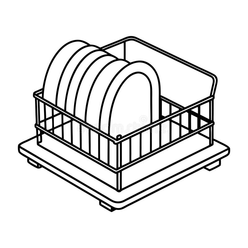 Isolated Dish Rack Outline Vector for Kitchenware Designs Stock Vector ...