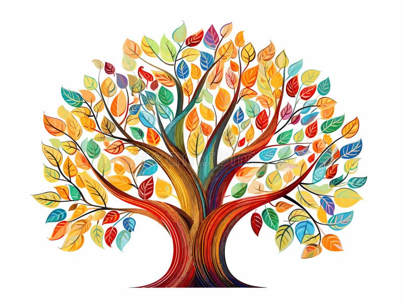 Isolated Diversity Tree Hands Illustration. in Hand-drawn Style Stock ...