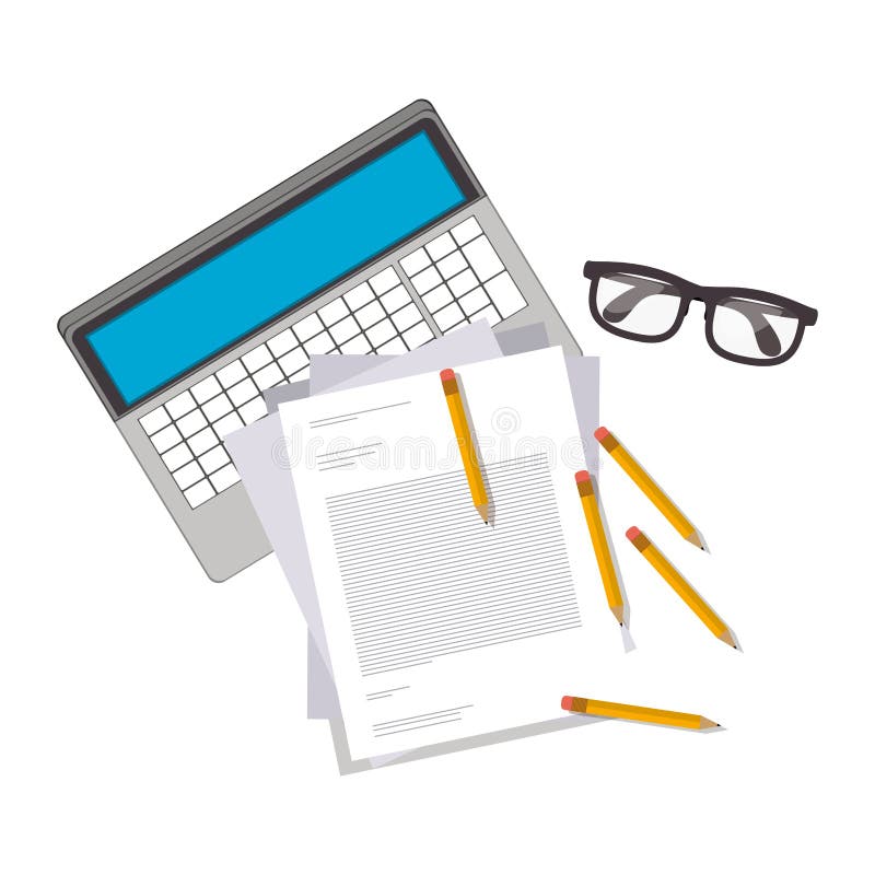 Isolated Document and Laptop Design Stock Illustration - Illustration ...