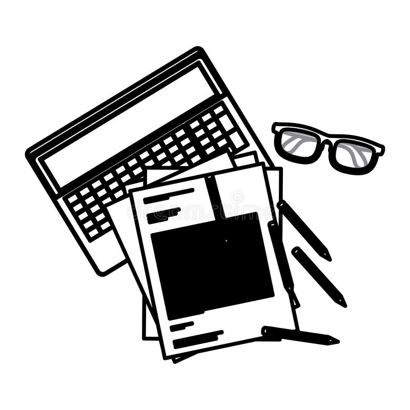 Isolated Document and Laptop Design Stock Vector - Illustration of sign ...