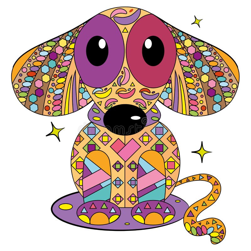 Isolated Dog Shape Colored Mandala Vector Stock Illustration ...