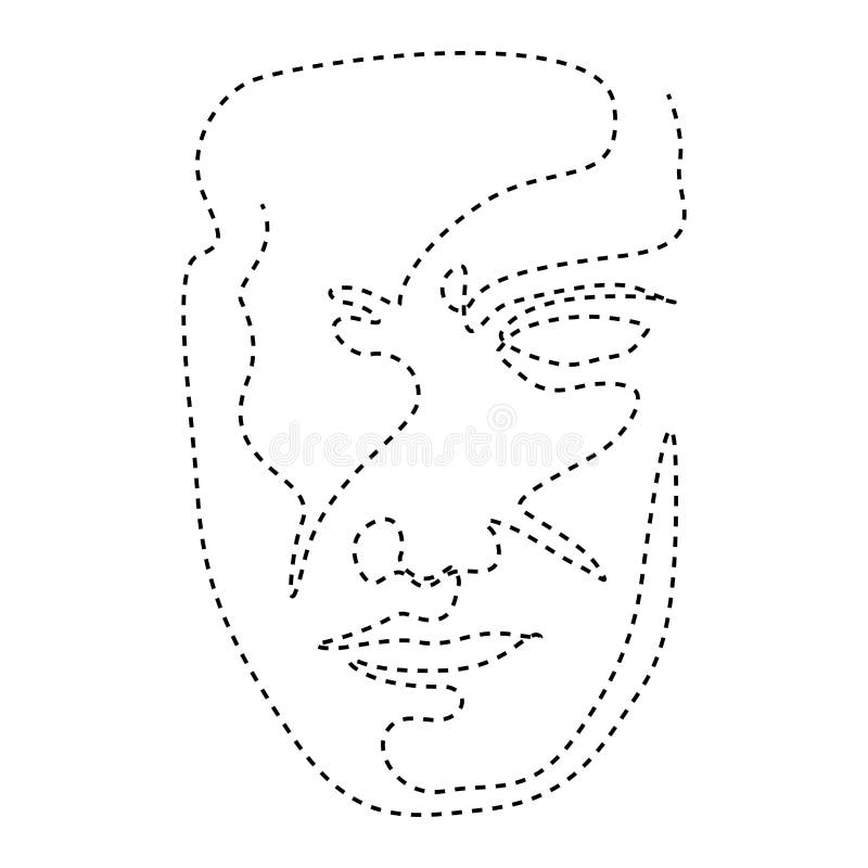 Isolated Dotted Line Beauty Simplicity Face Stock Vector - Illustration ...