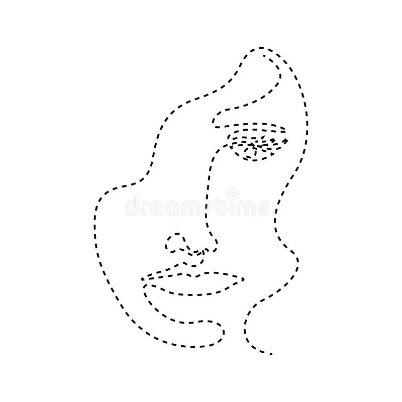 Isolated Dotted Line Beauty Simplicity Face Stock Vector - Illustration ...