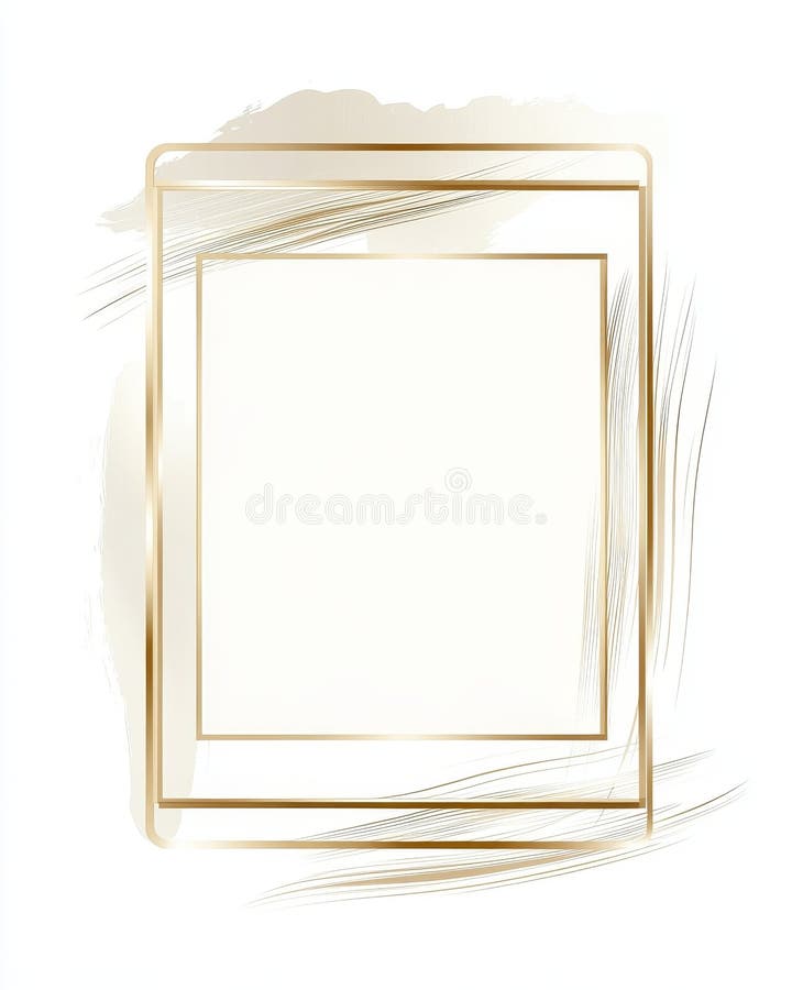 An Isolated Double-lined Rectangle Golden Frame on a Transparent ...