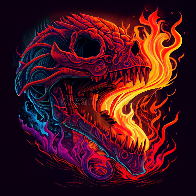 Isolated Dragon Head Skull. Generative AI Stock Illustration ...