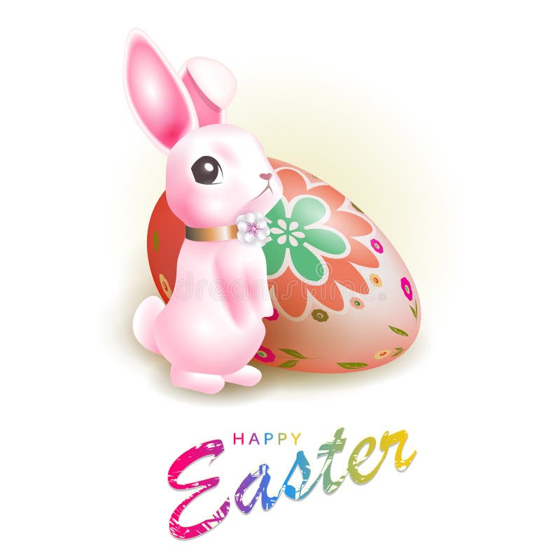 Isolated Drawing with Easter Eggs and Cute Bunny, Design Element Stock Illustration ...