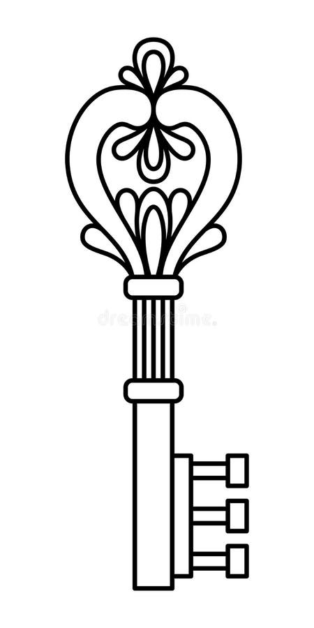 Isolated Drawing of an Old Key on a White Background Stock Illustration ...