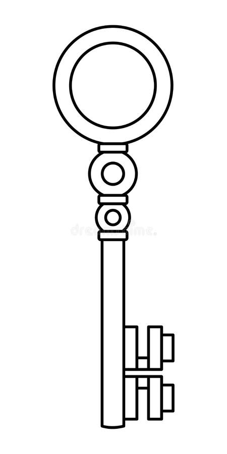 ISOLATED DRAWING of an OLD KEY on a WHITE BACKGROUND Stock Vector ...