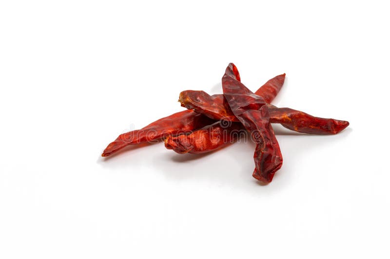 Isolated Dried Chili on White Background, Small Heap of Red Dried ...