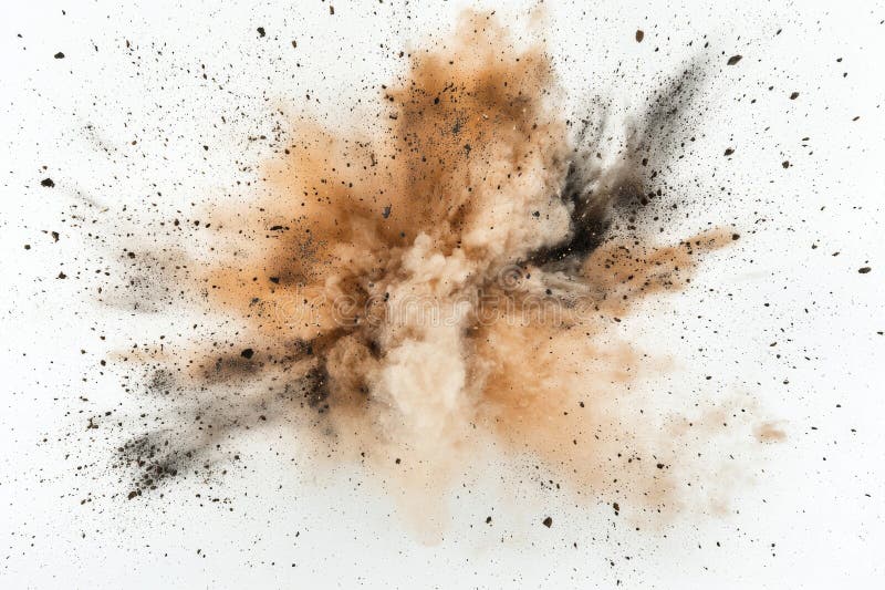 Isolated Dry Soil Explosion on White Background, Abstract Dust Cloud ...