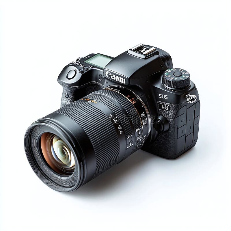 A Isolated DSLR Camera on White Background Stock Illustration ...