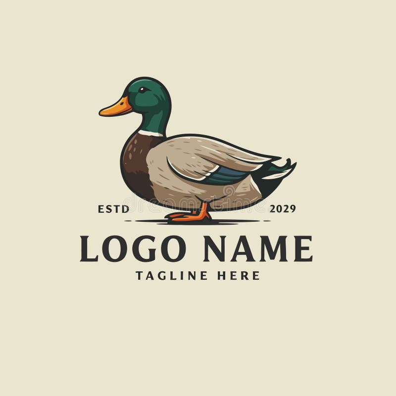 Standing Duck Illustration for Generic Logo Design Stock Illustration ...