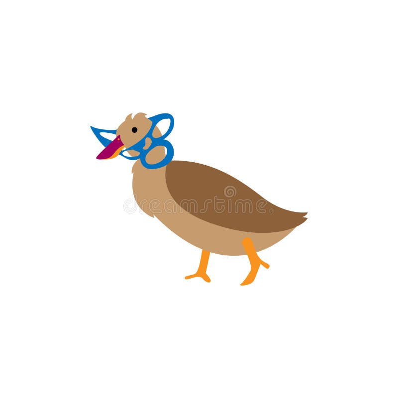 Isolated Duck Trapped in Six Pack Plastic Rings Vector Stock Vector ...