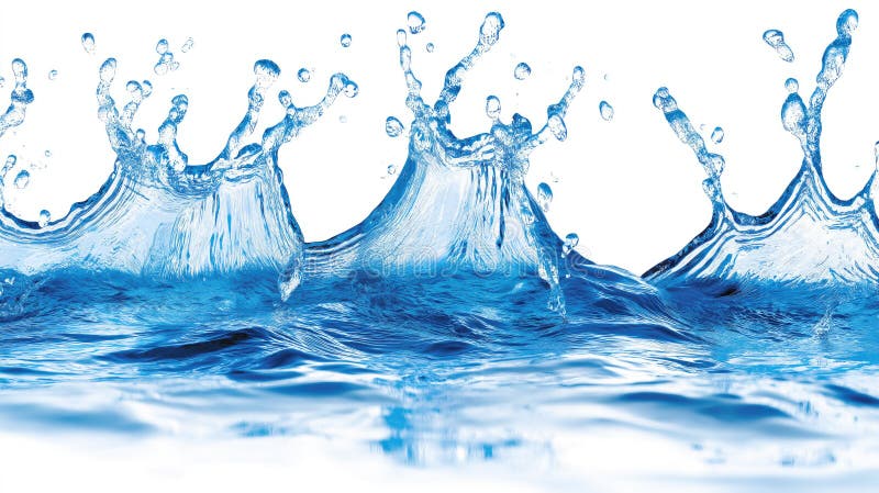 Isolated Dynamic Splash Blue Water Spray White Background.Drops and ...