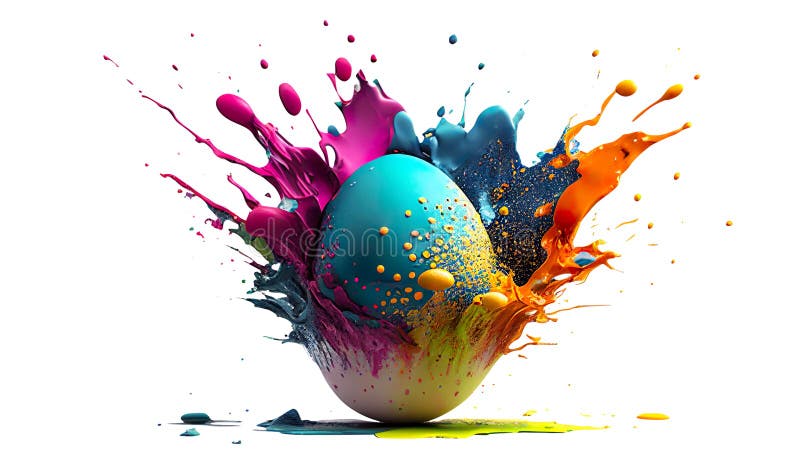Easter Egg with Colorful Paint Splash Explosion - Generative AI Stock ...