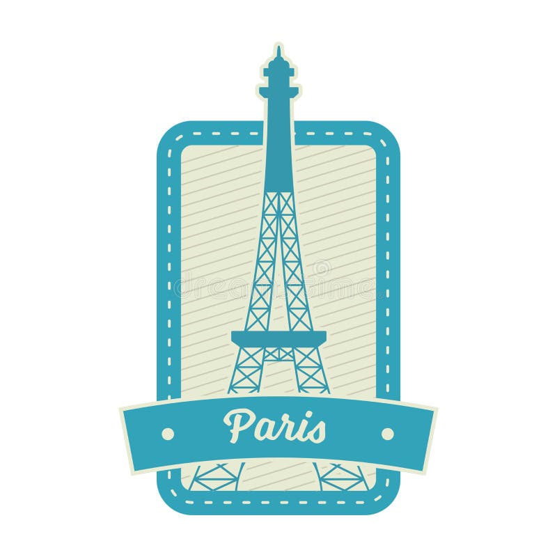 Isolated Eiffel Tower in Square Frame for Paris Stamp or Sticker Stock ...