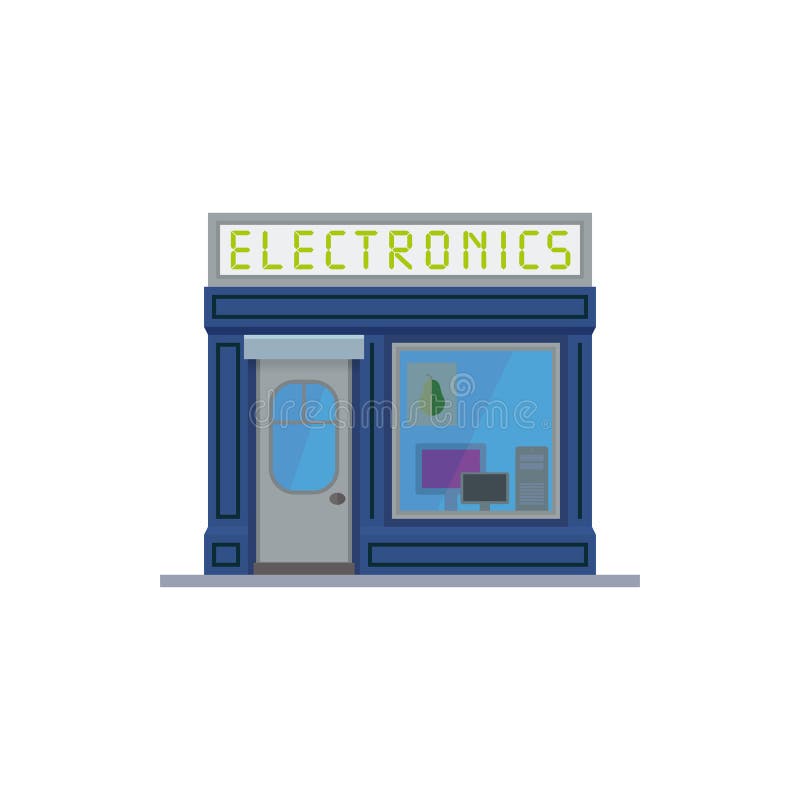 Isolated Electronics Store Building Flat Design Vector Illustration ...