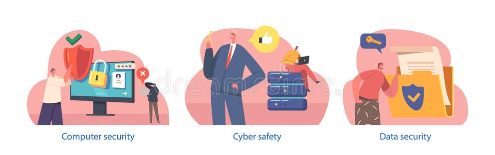 Isolated Elements with Characters Perform Computer Security Scenes, Safeguarding Digital System ...