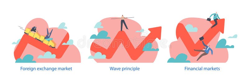 Isolated Elements Presenting People on Curve Arrow Charts. Volatility ...