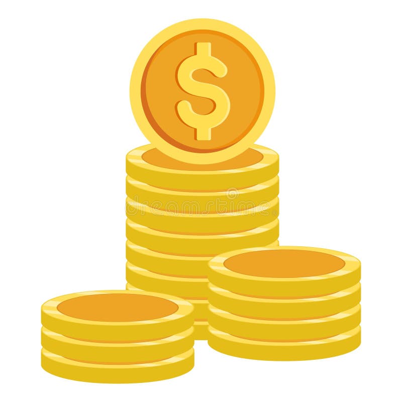 Isolated Empty Golden USD Coin Stack Editorial Image - Illustration of ...