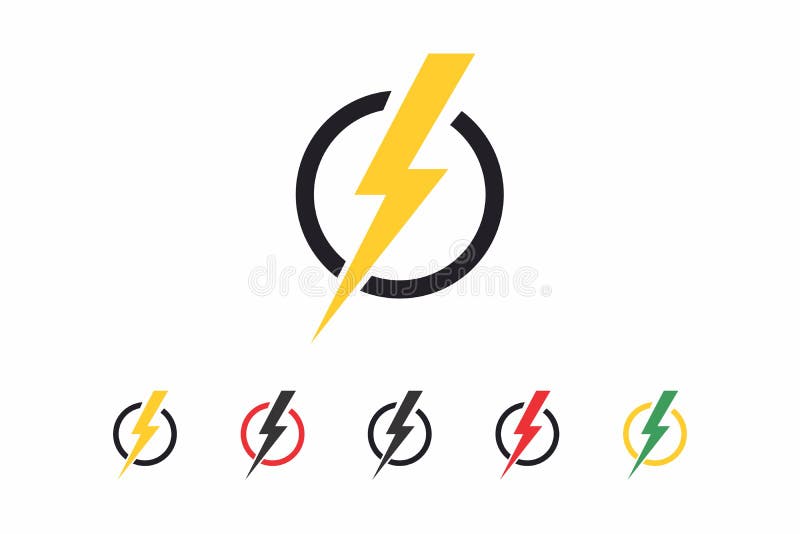 Isolated Energy Icon. Lightning Icon in a Circle in Different Colors ...