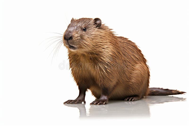 The Isolated Eurasian Beaver on White. Generative by Ai Stock ...