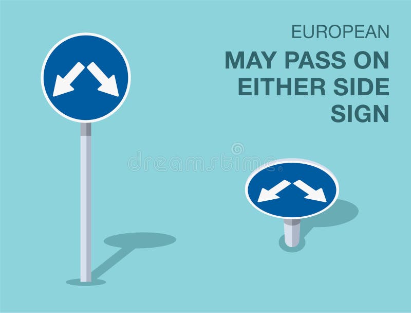 Isolated European Pass On Either Side Sign Front And Top View Stock Vector Illustration Of
