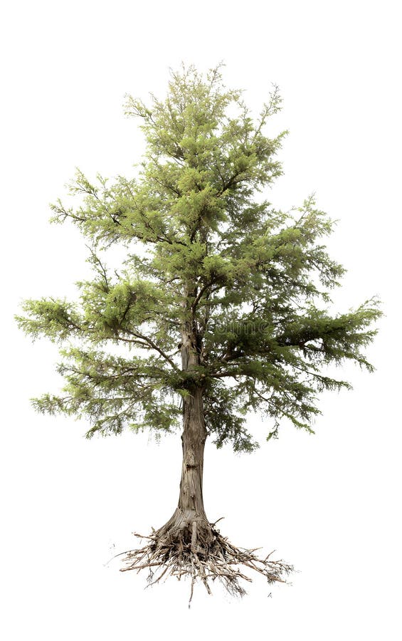 Isolated Evergreen Tree with Green Foliage and Brown Trunk Against ...