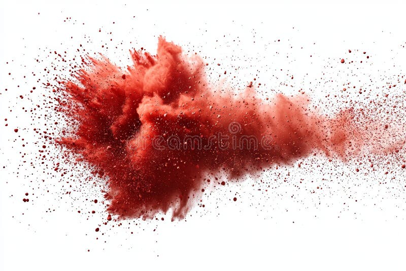 An Isolated Explosion of Red Powder on a White Backdrop, Forming an ...