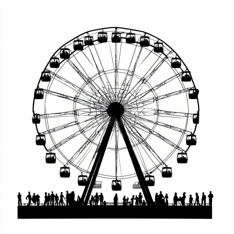 Isolated Fairground Illustration Silhouette White Background Stock ...