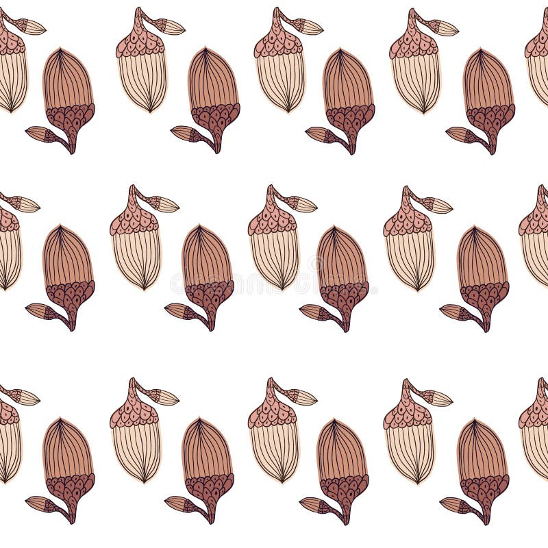 Isolated Fall Seamless Pattern with Brown Contoured Acorn Elements ...